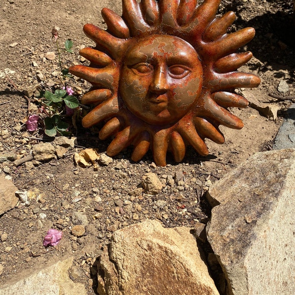 Red River Clay Sun--hand Painted-garden-handmade-garden Decor-wall ...