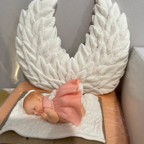 Baby on Wings Little Angel Girl Topper Cake Christening Topper Baby ...