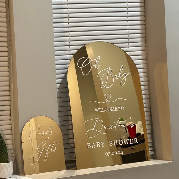 Cards and Gifts Acrylic Mirror Arched Sign | Modern Acrylic Sign ...