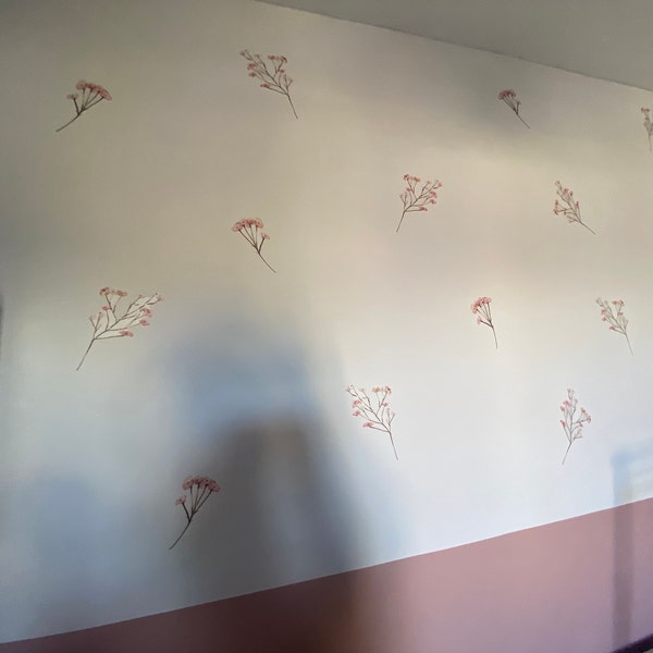 WALL DECALS Brown Flower Wall Stickers Set Floral Nursery Décor Girls ...