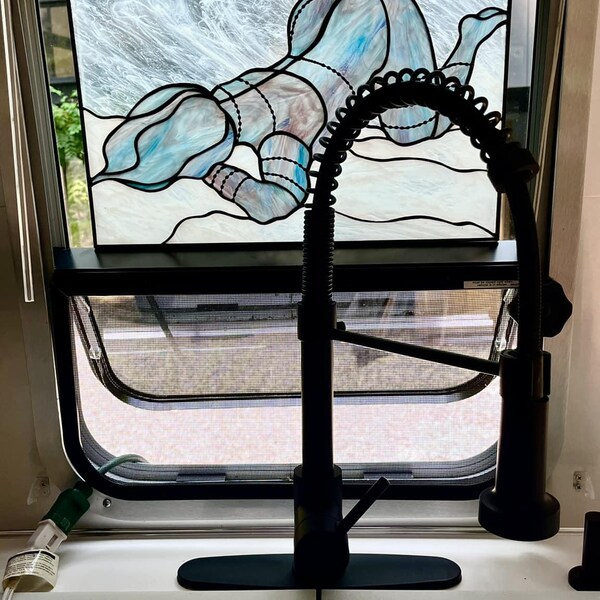 Blue Whales Stained Glass Window Panel, Whale With Baby Window Hanging ...