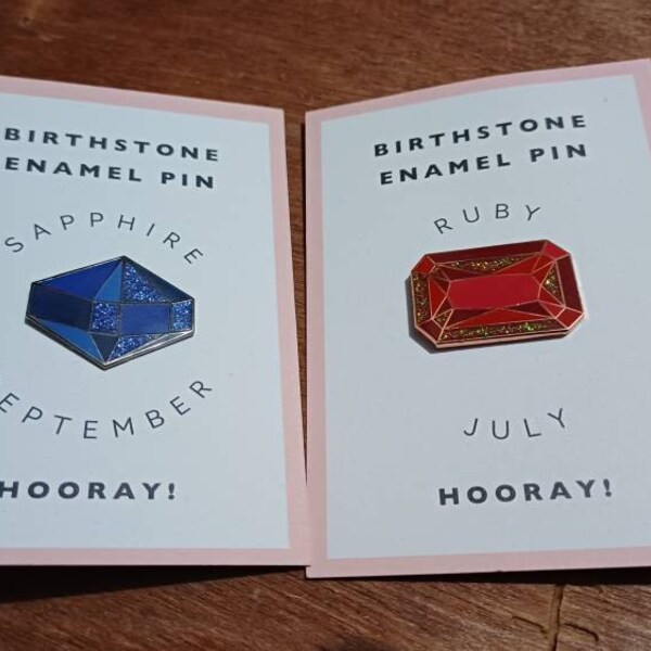 SECONDS Birthstone Pin - Birthday Badge - Gemstone Pin - Hard Enamel ...
