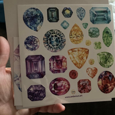 Set of 24 Gemstone Vinyl Stickers, Laptop Stickers, Gem Stickers ...