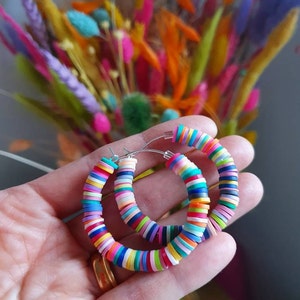 Rainbow Multicoloured Hoop Earrings Colourful Hoops Fun Earrings Beach ...