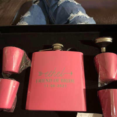 Flask Sets for Bridesmaids, Personalized Pink Flask Set, Gifts for ...