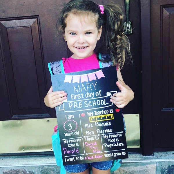First Day of School Chalkboard, First Day of School Sign Reusable, Back ...