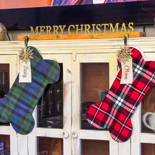 Plaid Dog Stockings - MONOGRAMMED DOG STOCKING - Personalized Dog ...