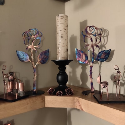 Table Top Rose Plasma Cut Metal Art Home Decor Mother's - Etsy