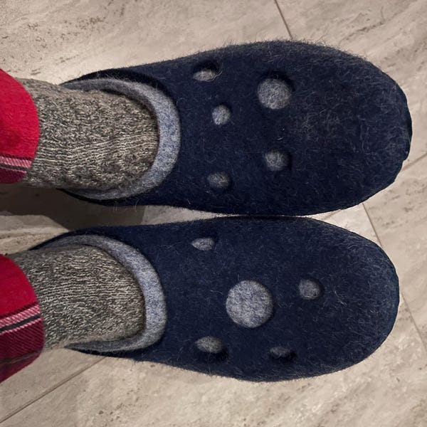 2 Layered Blue Grey Wool Ankle Boots Slippers With Laces, Women Booties ...