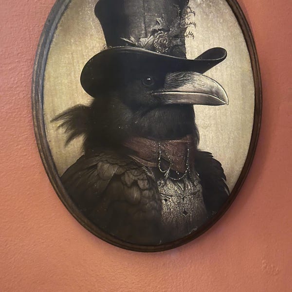 Mr Crow Victorian Portrait - Vintage Style Animal Wall Art - Wooden ...