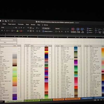 Printable DMC Thread Color Chart Tracker Inventory Sheet - Etsy