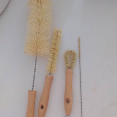 All Natural Bottle Cleaning Brush Set NO Plastic Sisal Bristles and ...