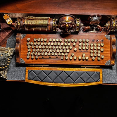 Set of Steampunk neo-victorian, Antique Look Keyboard With Pencase ...