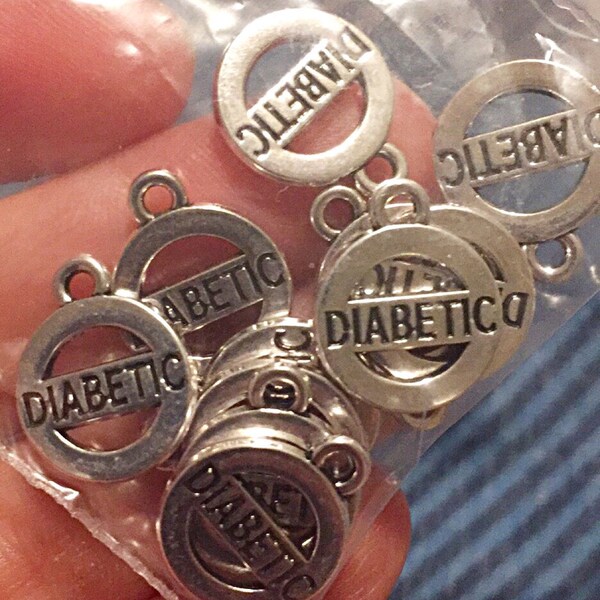 10pc "diabetic" Charms in Antique Silver (BC977) - Etsy