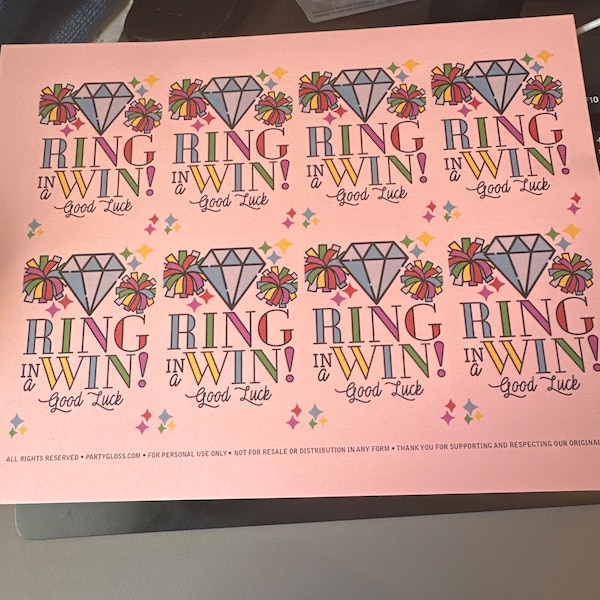 Cheer Ring in A Win Printable Gift Tags, Good Luck Big Game Day Meet ...