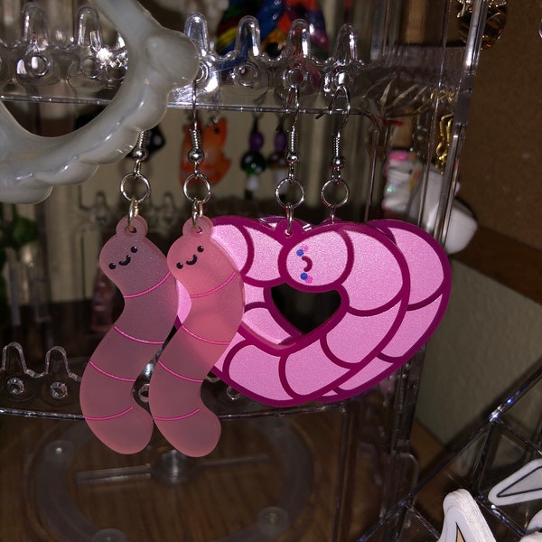 Heart Worm Earrings Acrylic Worm Earring Set Cute Hypo-allergenic ...