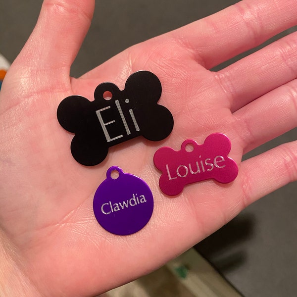 SMALL Custom Engraved Pet ID Tags for Your Dog or Cat, Personalized ...