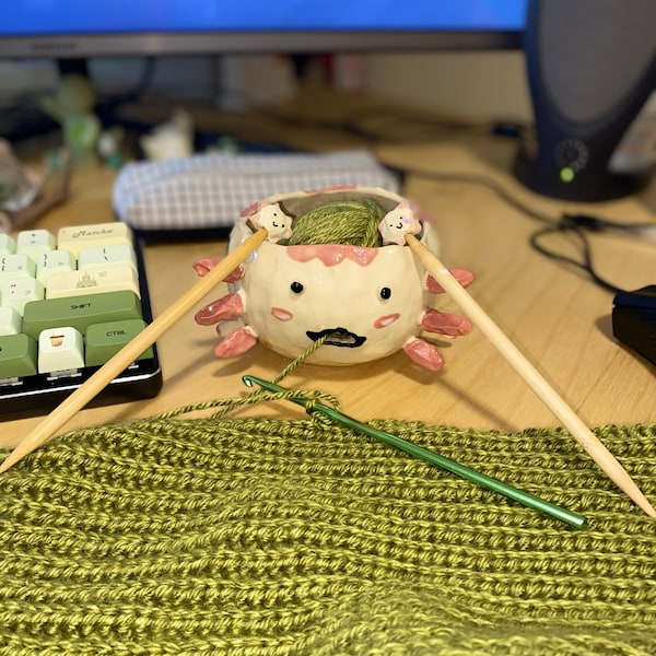 The Silly Axolotl Yarn Bowl - Handmade Ceramic Yarn Bowl. Hand Pinched ...
