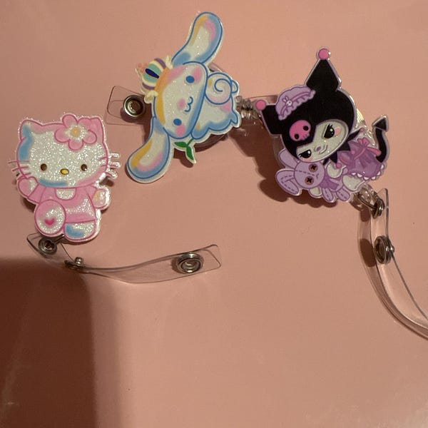SALE !!!!! 1 Pc Cute Floating Glitter Cartoon Character Retractable ID ...