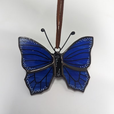 Blue Butterfly Stained Glass Butterfly Glass Wings Stained Glass Blue ...