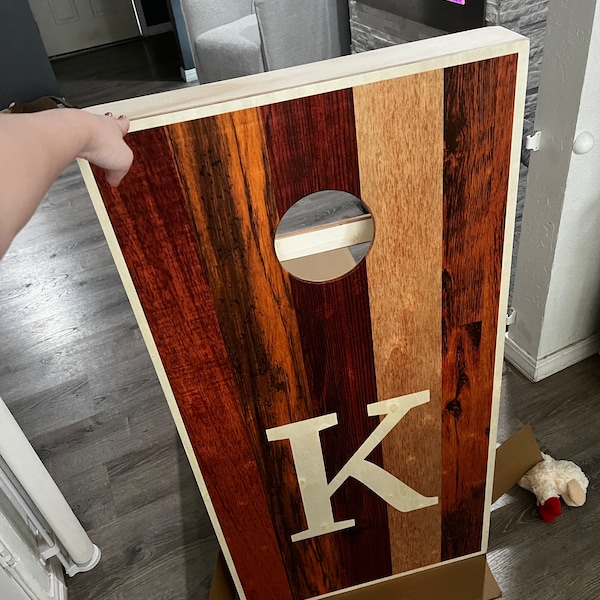 Multicolored Monogram White-washed Stained Cornhole Set With Bags ...