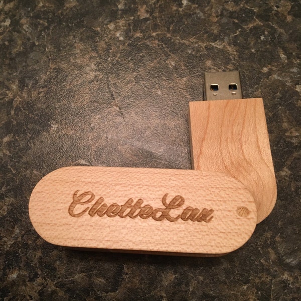 Wooden USB Stick. Wood USB Flash Drive Engraved With Logo or Text ...