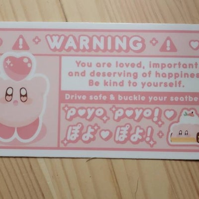 Cute Car Warning Sticker Car Decal, Pink Kawaii, Airbag Label ...