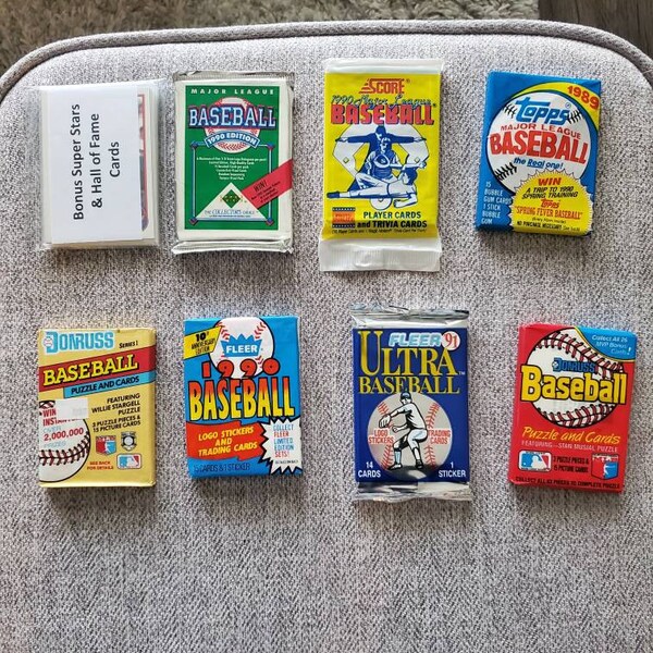 Old Unopened Packs Baseball Cards From Wax Box Vintage 100 Card Lot ...