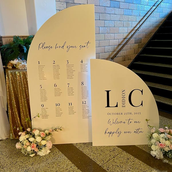 Arch Seating Chart Large Wedding Seating Chart Arched Panel With Easel ...