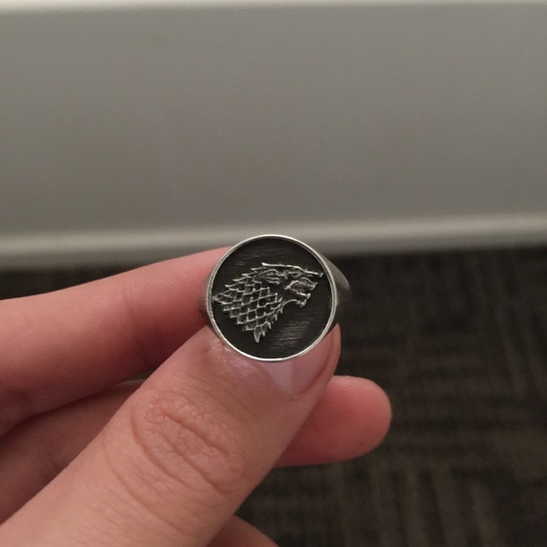 Silver Signet Ring,house Stark Inspired Ring,sterling Silver Wolf Ring ...