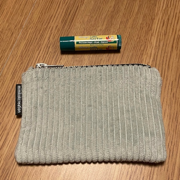 Mini Zip Purse, Wide Wales Corduroy Zip Purse, YKK Zip /small Cards ...