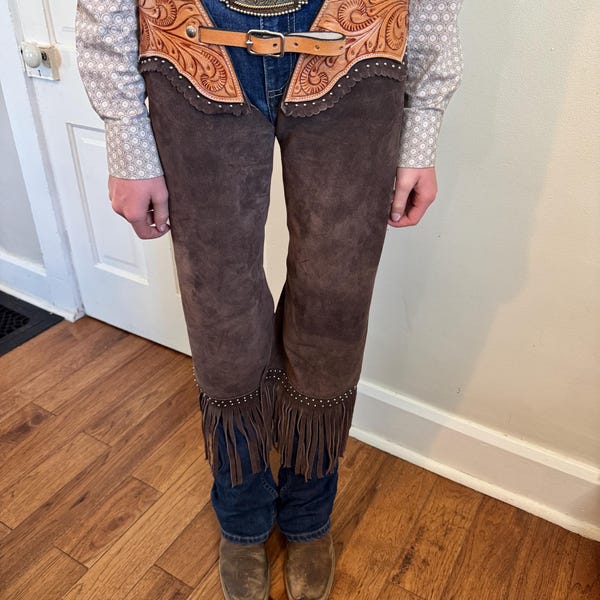 Western Shotgun Leather Chap, Suede Horse Riding Gear, Rodeo Outfit ...