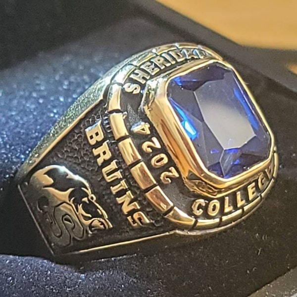 925K Silver Customized Class Ring, Customizable College Ring, Signet ...