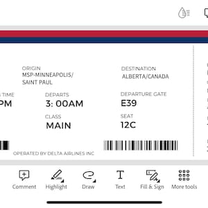 Editable Airline Boarding Pass Ticket Template. Surprise Trip Ticket ...