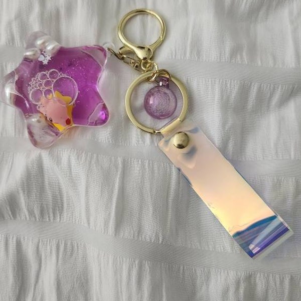 Kawaii Purple Bear Bottle Boba Milk Tea, Bubble Tea Liquid Keychain ...