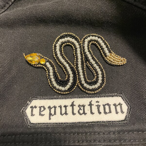 Snake Patches Beaded Flower Snake Badges Applique Motif Sew on Patches ...