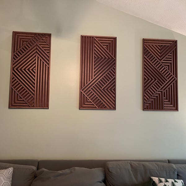 Wall Décor | Modern Wood Wall Art Set | Large Modern Wood Wall Hangings ...