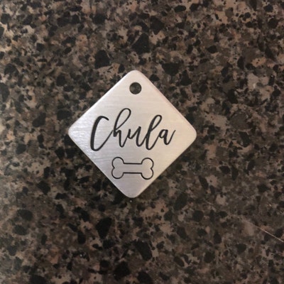 Pet Id Tag Dog Tag Custom Engraved Pet Tag Square Dog Tag - Etsy
