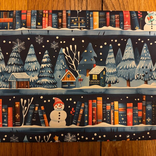 Pink Christmas Gift Wrap, Winter Scene Wrapping Paper, Pink Holiday ...