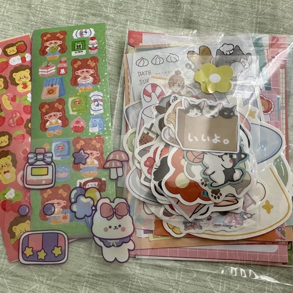 50pcs Mystery Journal Kawaii Stationery Grab Bag - Memos & Stickers ...