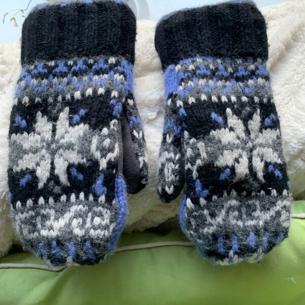 Bright Wool Mittens With Flip Top and Fleece Lining - Etsy