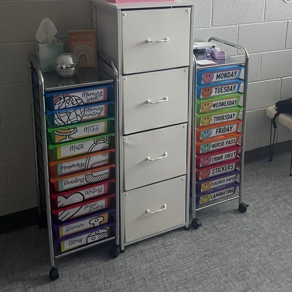 10 Drawer Cart Labels for the Classroom | Pastel Classroom Decor ...