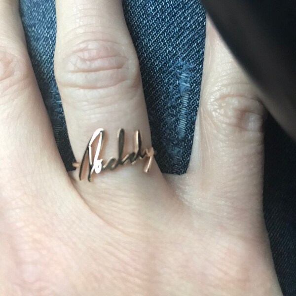 Actual Handwriting Ring by Gracepersonalized - Dainty Gold Ring ...