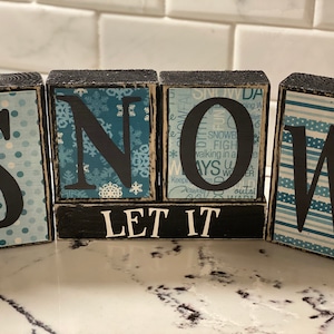 Wood LET IT SNOW Block Set - Wood Sign - Seasonal Winter Home Decor - Etsy