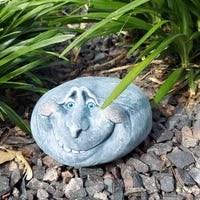 See No Evil Rock Face - Funny Face Garden Stone Decor - Yard Art With ...