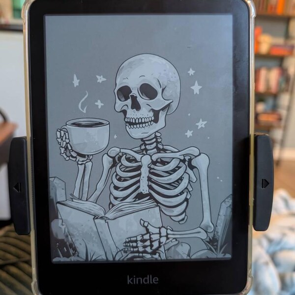 Kindle Paperwhite Full Screen Lock Screen - Skeleton Coffee and Book - Etsy