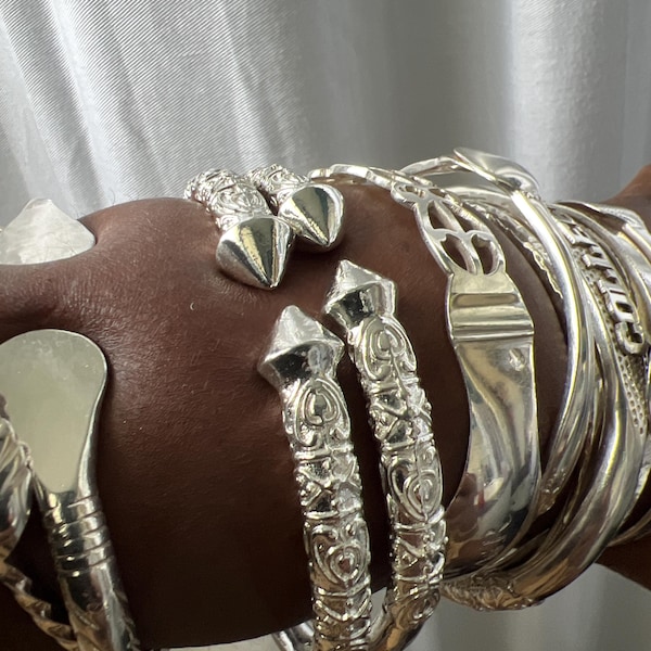 Fist .925 Sterling Silver West Indian Bangles, Bangle Set, Caribbean ...