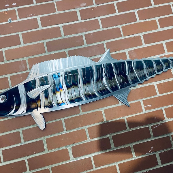 Huge Wahoo Fish Metal Wall Art - Hand Made Large Metal Fish Sculpture ...