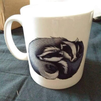 Badger Cuddle Illustration Mug - Etsy