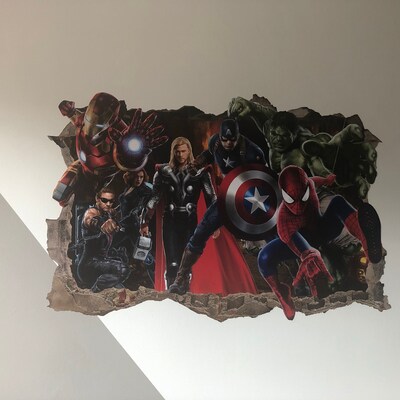 Superheroes Avengers Action Wall Sticker Art Poster Mural Transfer ...